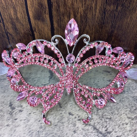 Accessories | Pink Masquerade Mask Crystal Mask Rhinestone Venetian ...